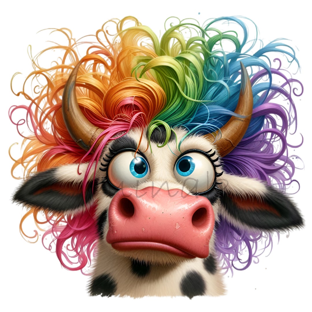 Rainbow Cow Fanny Heifer 15 PNG Farm Animal Illustration Clipart ...