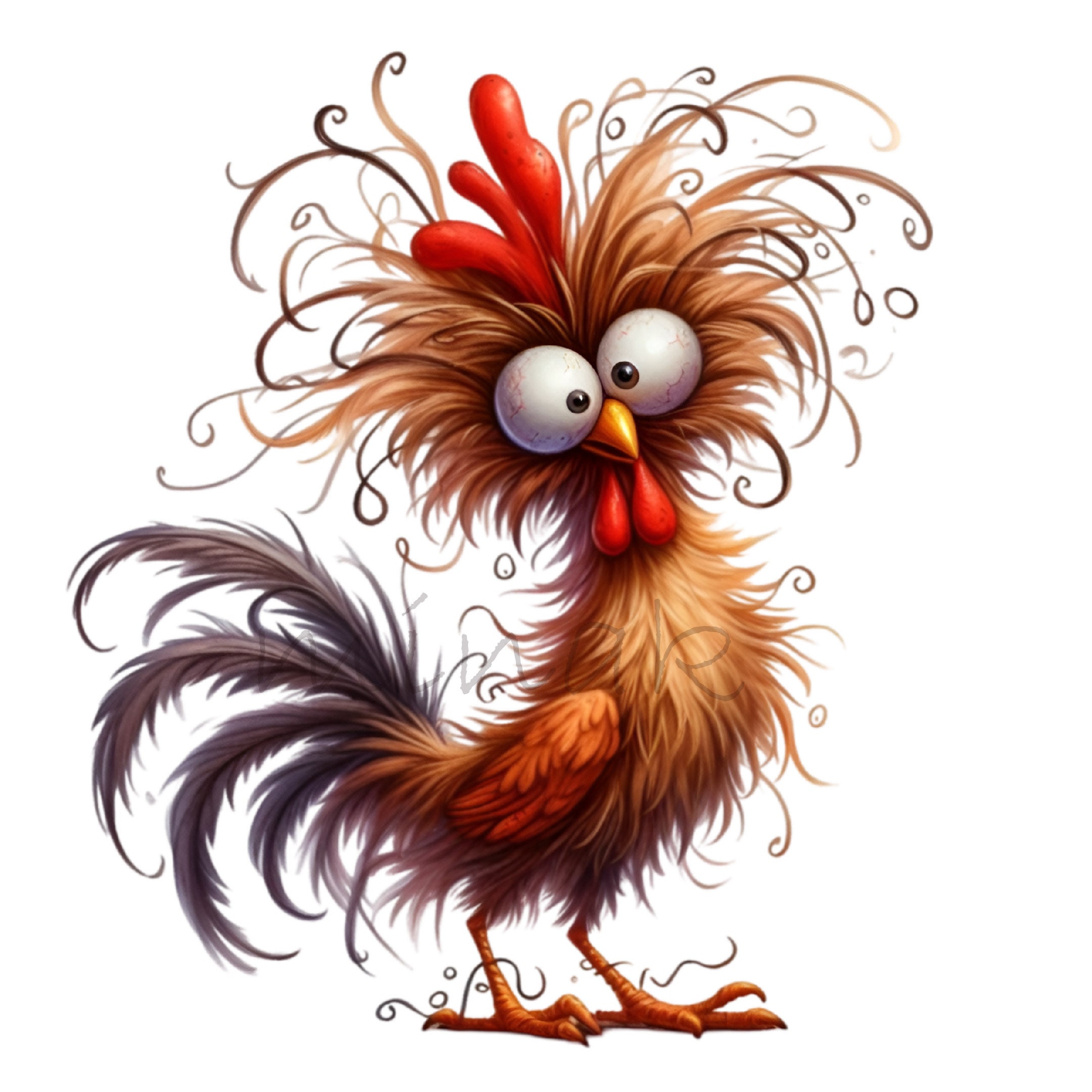 Funny Scruffy Rooster Clipart PNG - 10 Comical Cartoon Chicken With ...
