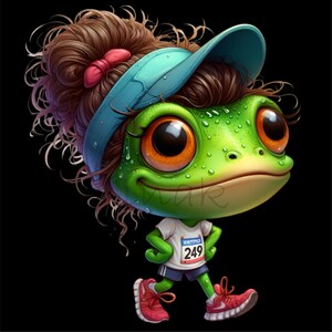 Funny Frog Marathon Runner With Sport Shoe, 12 PNG Graphics Cartoon Illustration Clipart - Etsy