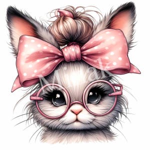 Bunny With Pink Bow and Glasses PNG Clipart | 14 Cute Rabbit ...