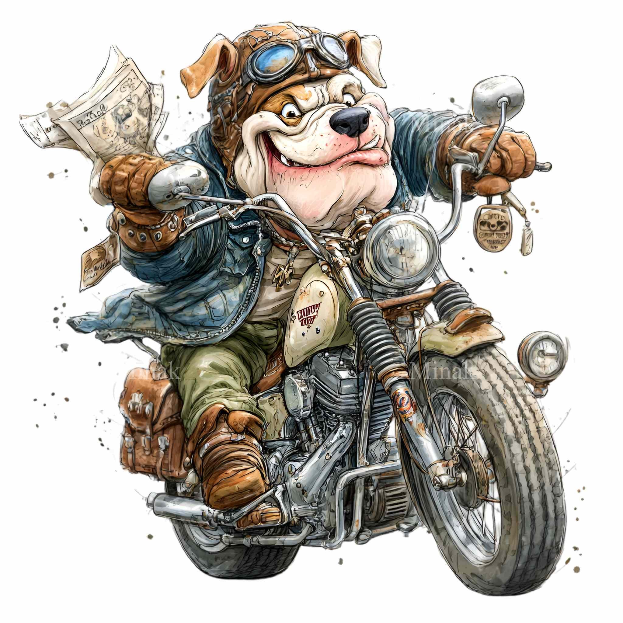 12 PNG Motorcycle Bulldog Clipart - Biker Dog PNG Digital Download for ...