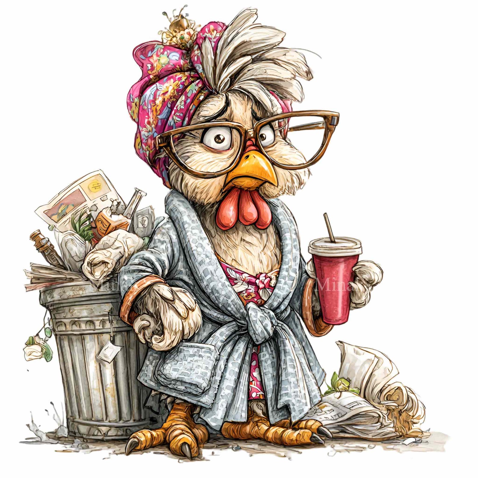 15 PNG Funny Coffee Chicken – Hen PNG Clipart – Tired Morning Rooster ...