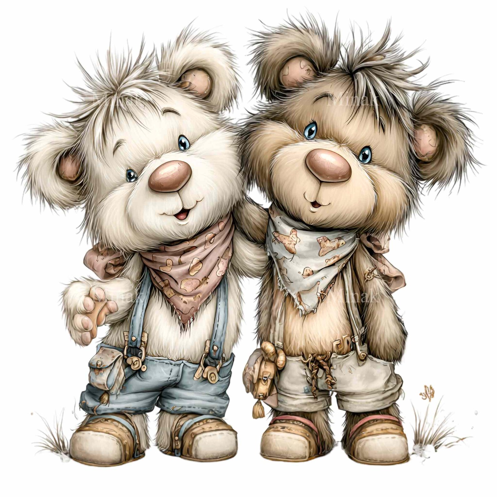 15 PNG Cute Bear Friends Clipart – Adorable Bear Duo PNG for Nursery ...