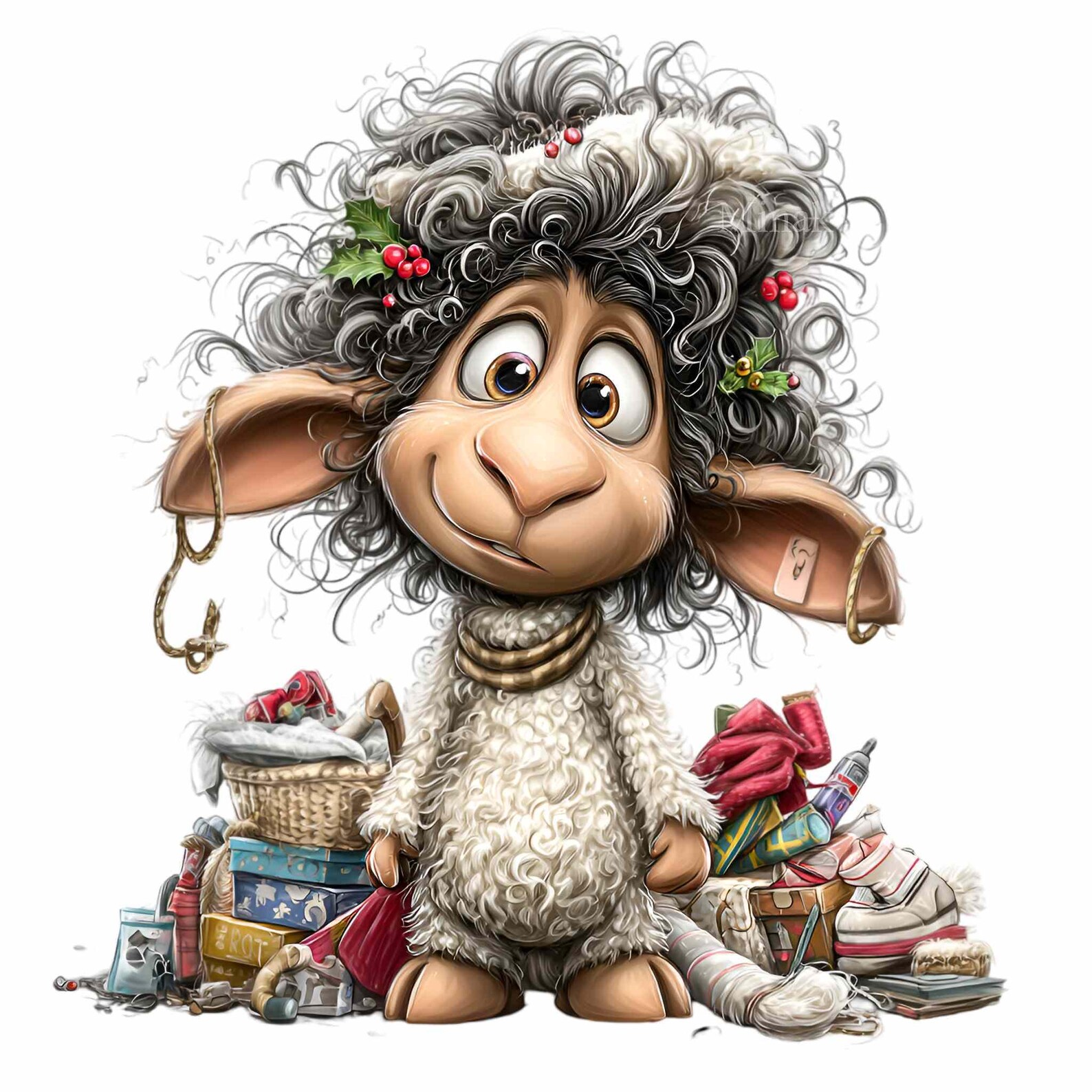 12 PNG Holiday Sheep Clipart – Christmas Lamb PNG – Cute Farm Animal ...