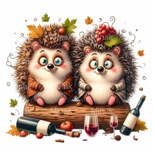 15 Funny Hedgehog PNG Clipart - Cute Hedgehog With Messy Bun, Wine ...