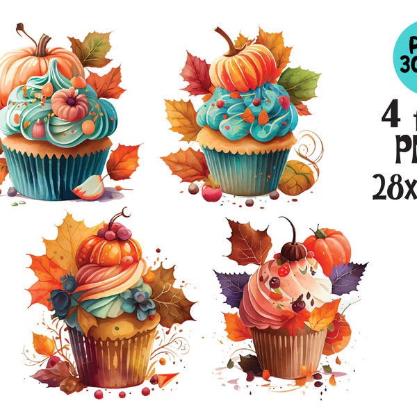 Fall Cupcake Clipart - Etsy