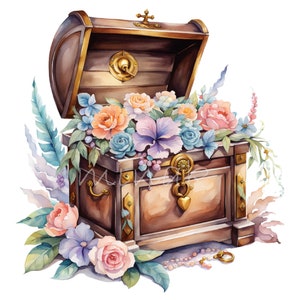 Treasure Chest Clipart PNG, 25 Watercolor Pirate Jewelry Png ...