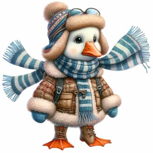 Winter Duckling PNG Clipart - 15 Cute Duck With Beanie, Scarf, and Coat ...
