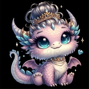 15 Princess Dragon PNG Clipart - Cute Fantasy Dragon With Tiara ...