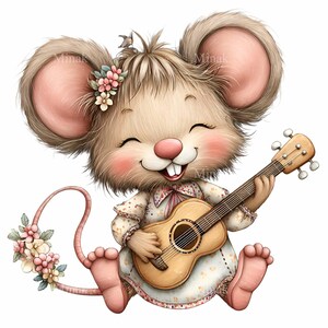 16 PNG Musical Mouse Clipart – Guitar Playing Animal PNG for Kids ...