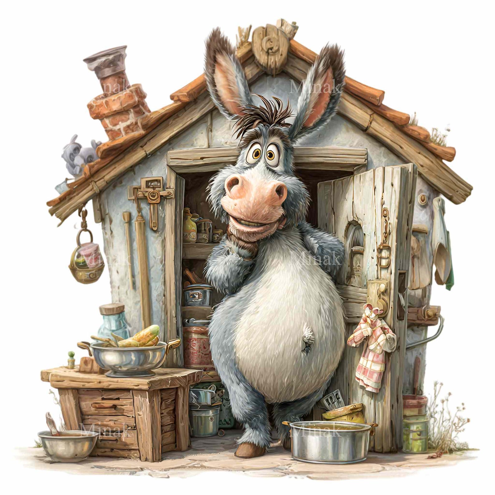 15 PNG Chef Donkey Clipart – Funny Cooking Illustration in Cottage ...