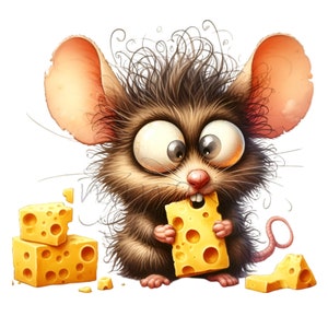 Cute Mouse Eating Cheese 10 PNG Funny Kids Comics Cartoon Illustration ...
