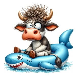 Cow on Shark Float Clipart 10 PNG Cute Baby Cow Art for Kids' Projects ...