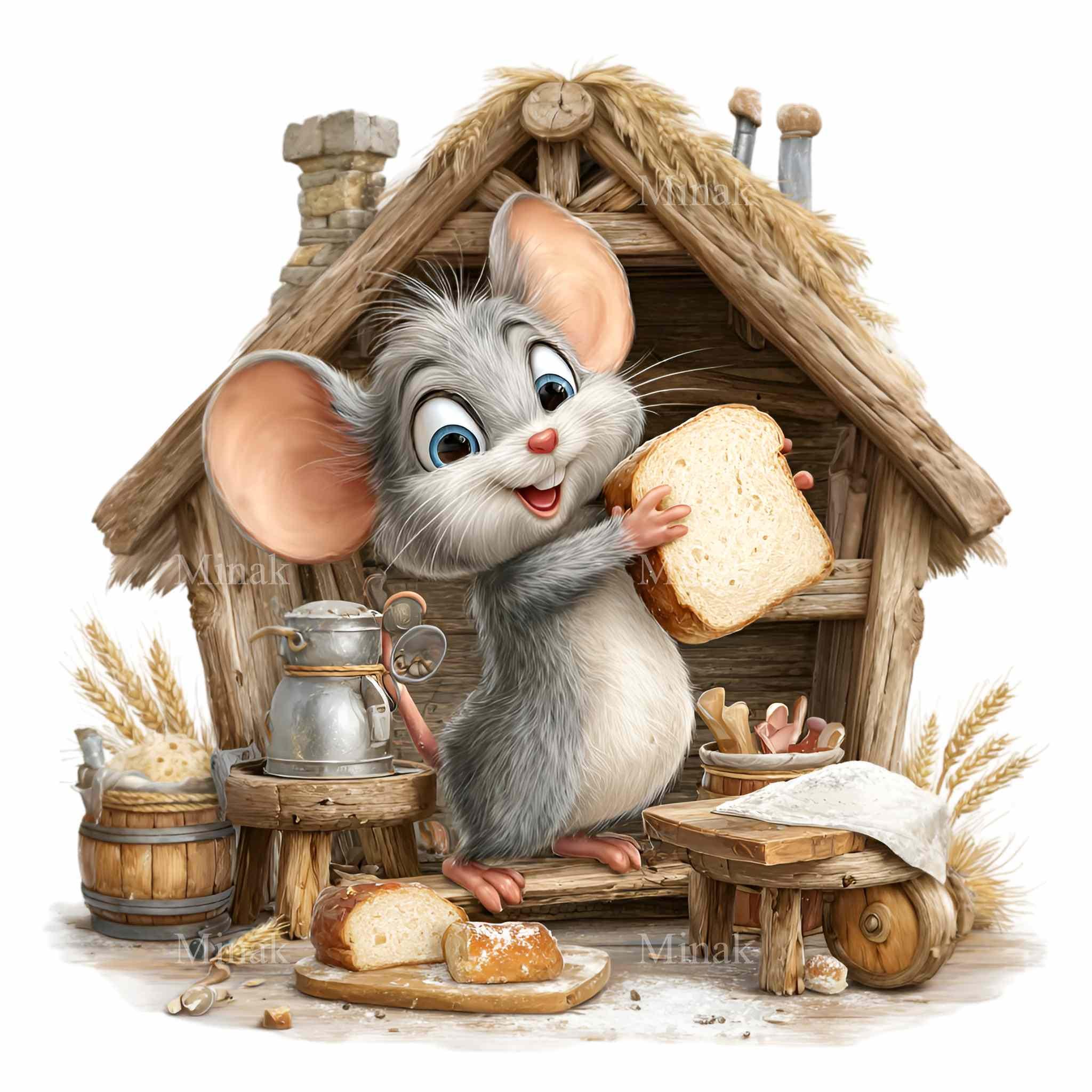 16 PNG Mouse Baker Clipart – Chef Mouse With Bread for Kitchen Art ...