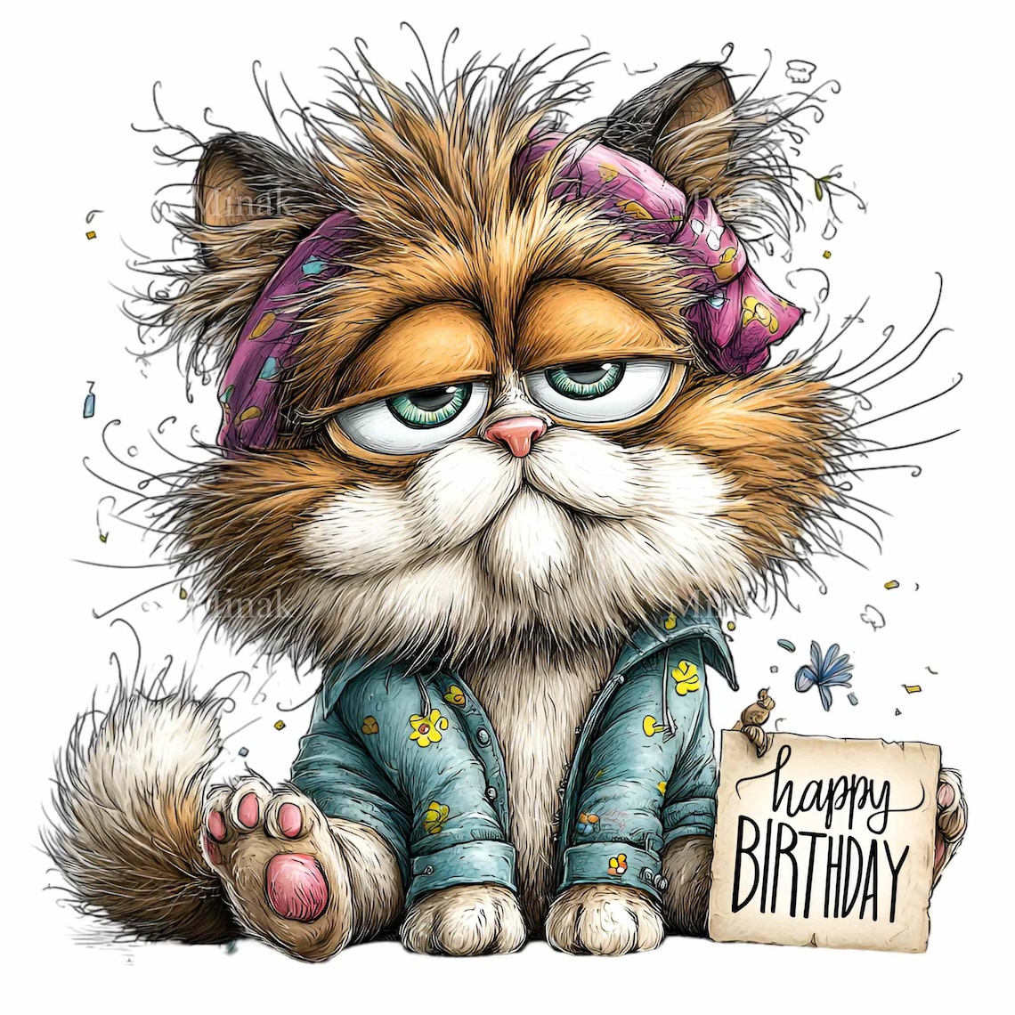 12 PNG Grumpy Birthday Cat Clipart – Funny Feline PNG – Card Makers ...
