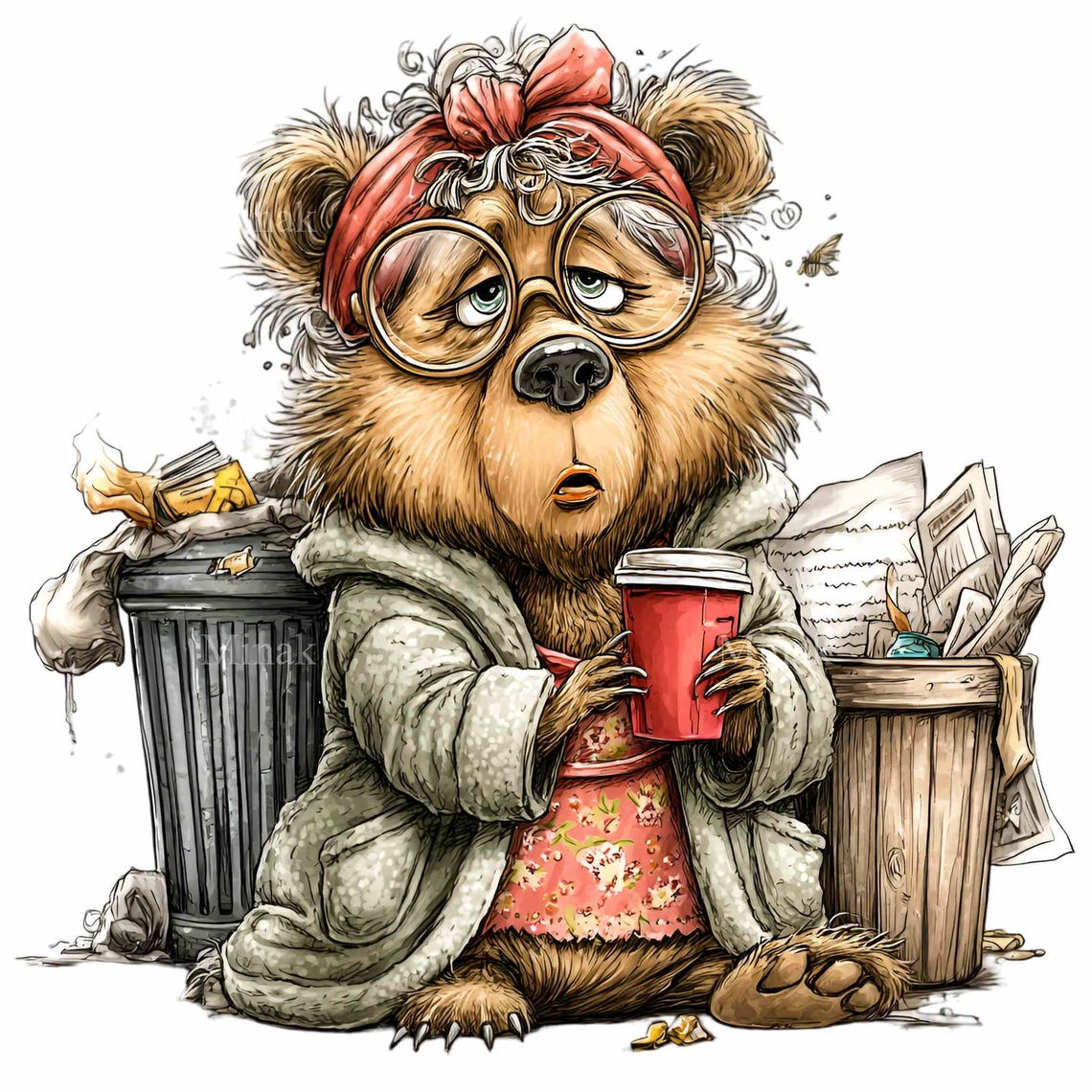15 PNG Tired Bear Clipart – Funny Coffee PNG – Great for Morning Humor ...