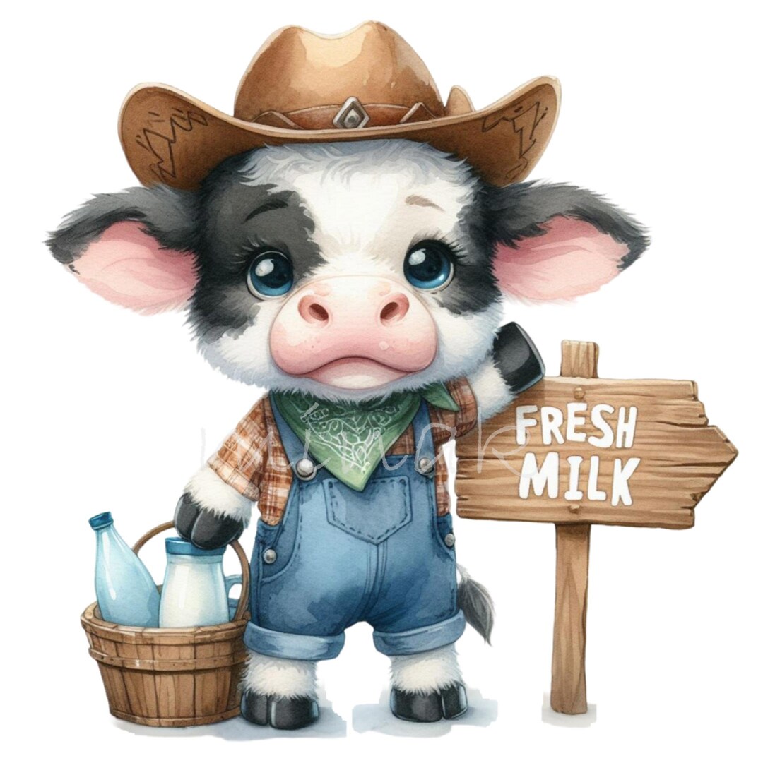 Farm Fresh Milk Clipart, Cow Clip Art, 16 PNG American Farmers Market ...