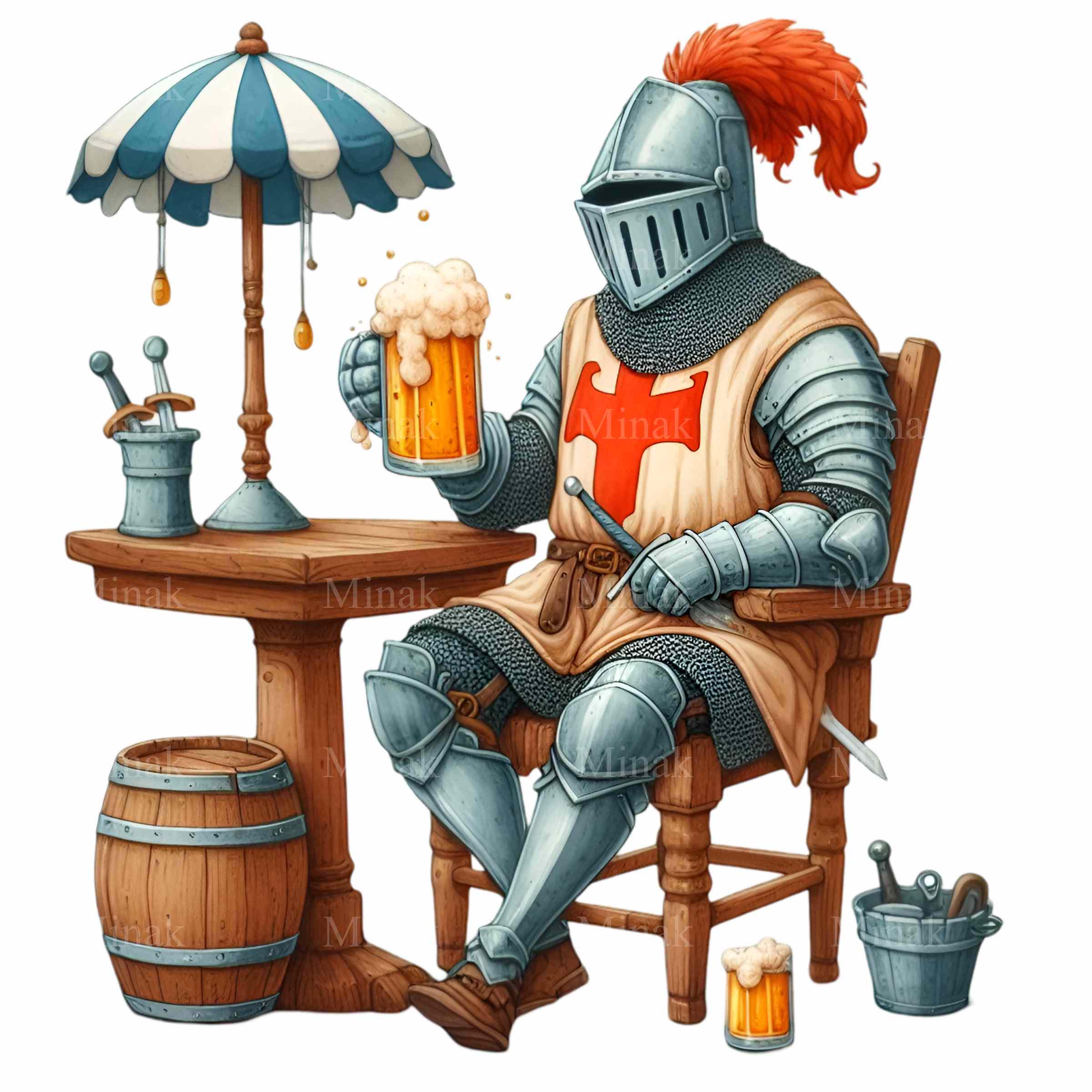 15 PNG Medieval Knight Beer, Fantasy Tavern Clipart, Crusader Design - Etsy