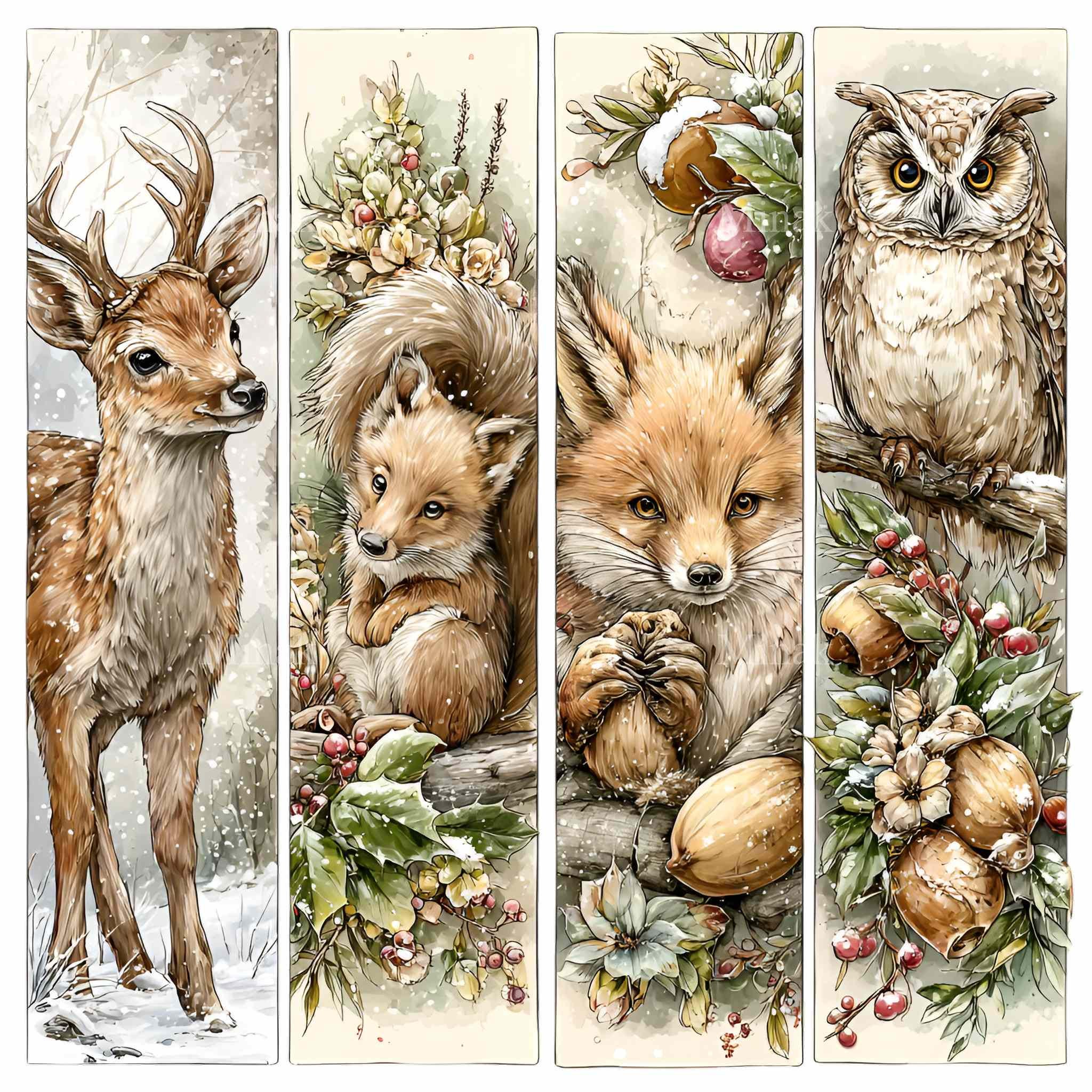 10 PNG Woodland Animal Clipart Set – Deer Fox Owl Squirrel PNG for ...