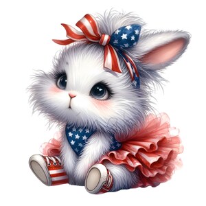 Patriotic Bunny PNG Clipart | 12 Cute Bunny in Stars and Stripes Outfit ...