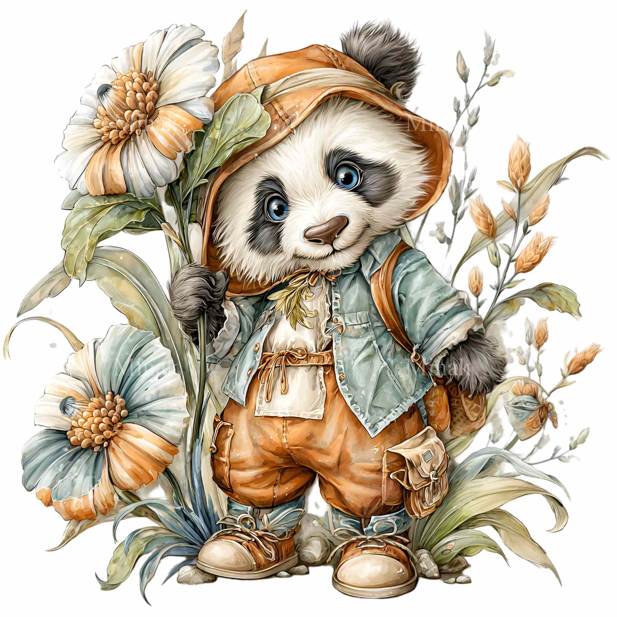15 PNG Floral Panda Clipart – Cute Baby Bear PNG for Nursery Wall Art ...