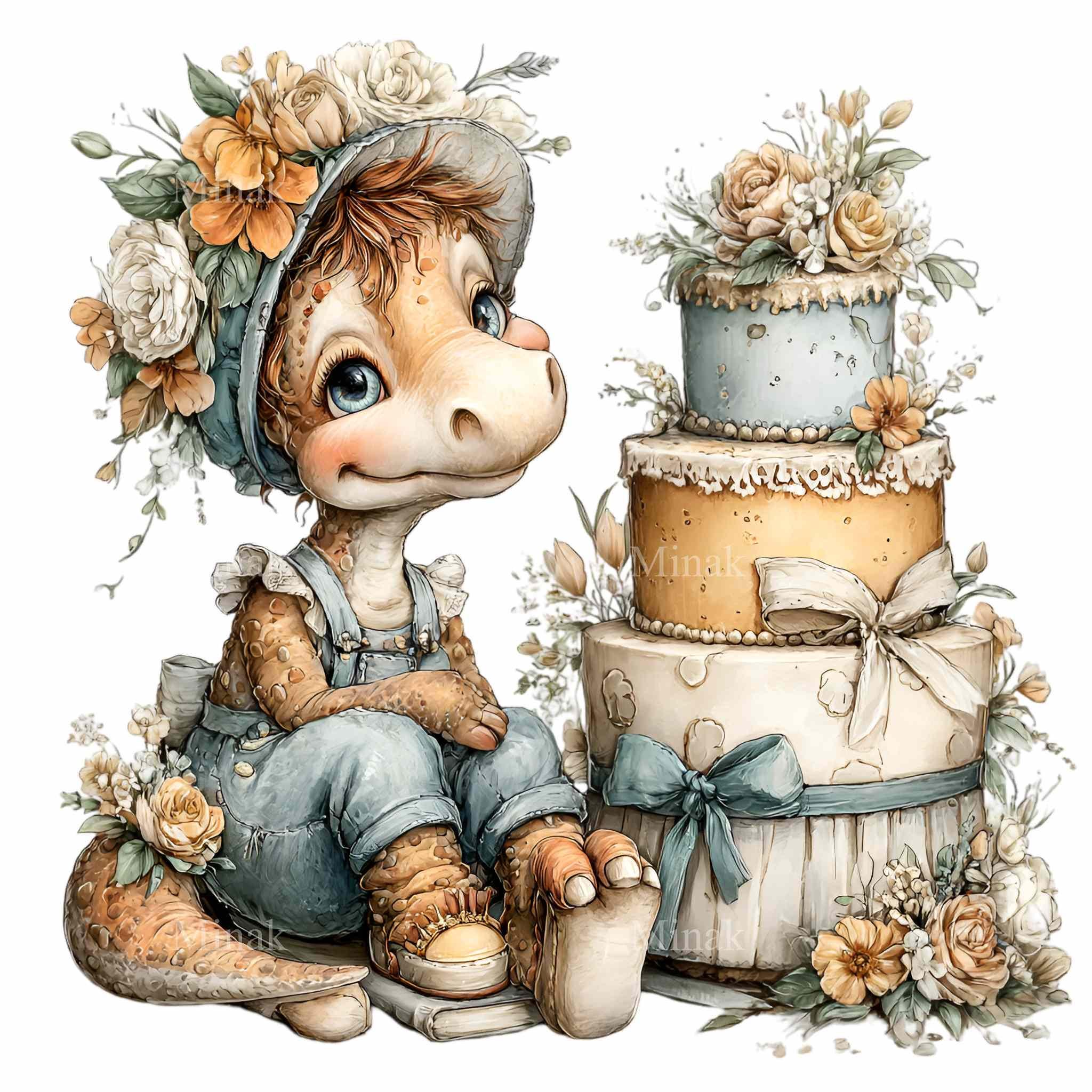 15 PNG Dinosaur Birthday Clipart – Cute Dino PNG Illustration – Digital ...