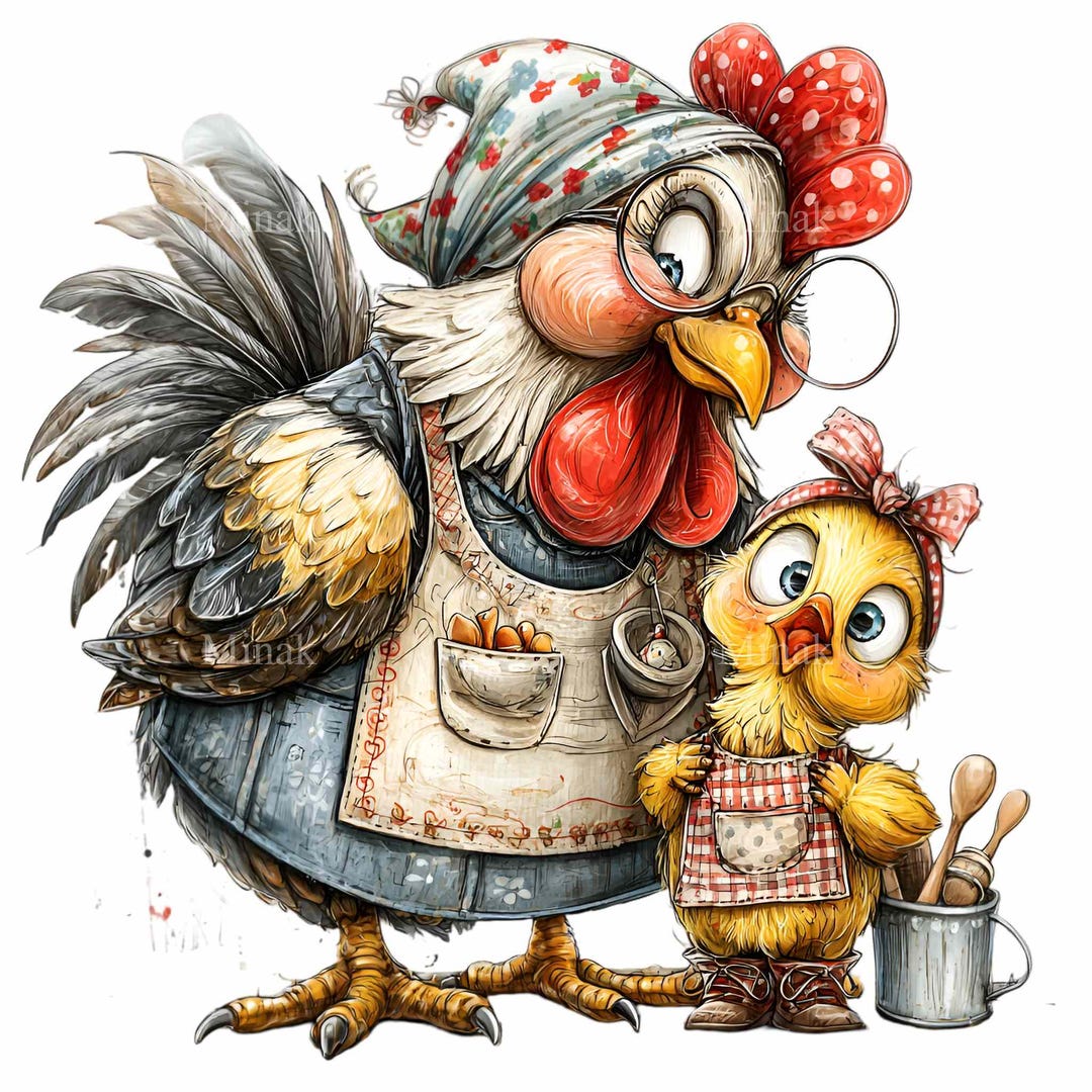 14 PNG Farm Kitchen Birds – Hen and Chick PNG Clipart – Cute Apron ...