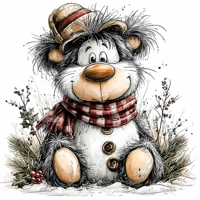 15 PNG Winter Bear Clipart - PNG Holiday Animal Illustration - Digital ...