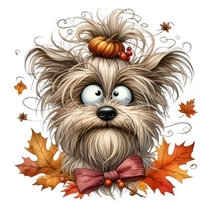 Funny Dog Fall Leaves 12 PNG Crazy Cute Animal Graphics Cartoon ...