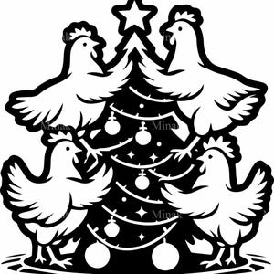 7 SVG Christmas Chicken SVG – Farm Animal Tree Cut File – Funny Holiday ...