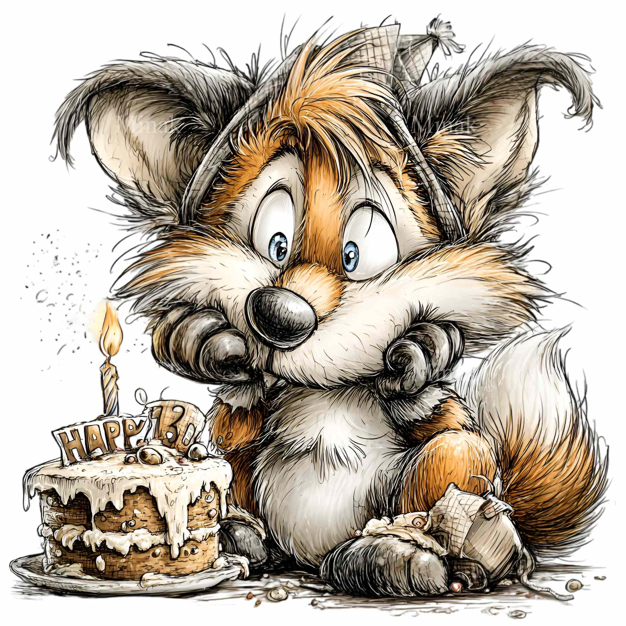 10 PNG Laughing Fox Birthday Woodland Animal Cake Clipart - Etsy