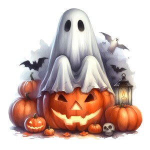 15 Spooky Halloween Ghost PNG Clipart, Haunted Night With Jack-o ...
