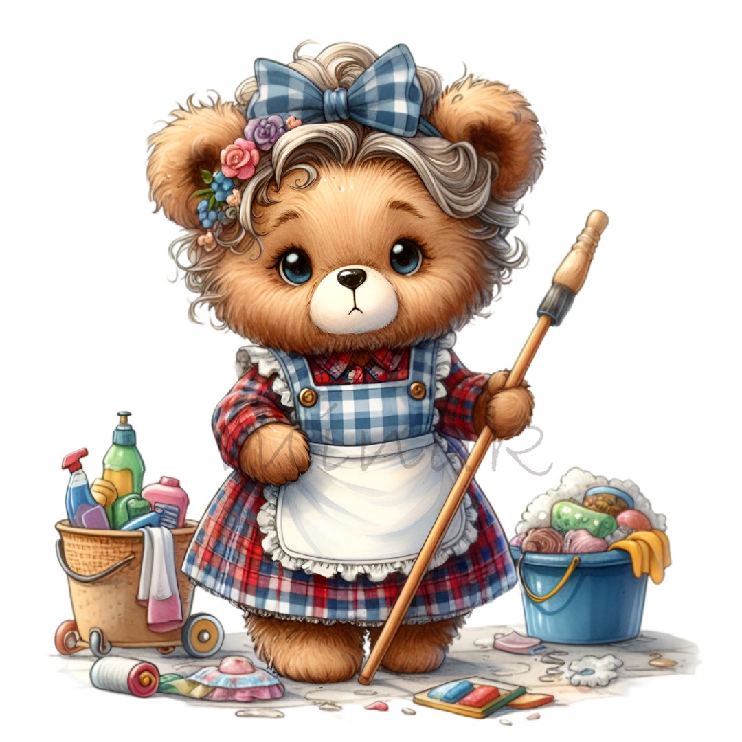 12 PNG Adorable Cleaning Bear Clipart - Cute Housekeeping Bear PNG ...