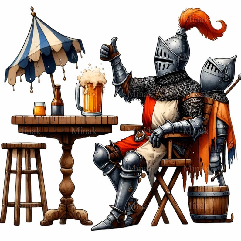 15 PNG Medieval Knight Beer, Fantasy Tavern Clipart, Crusader Design - Etsy