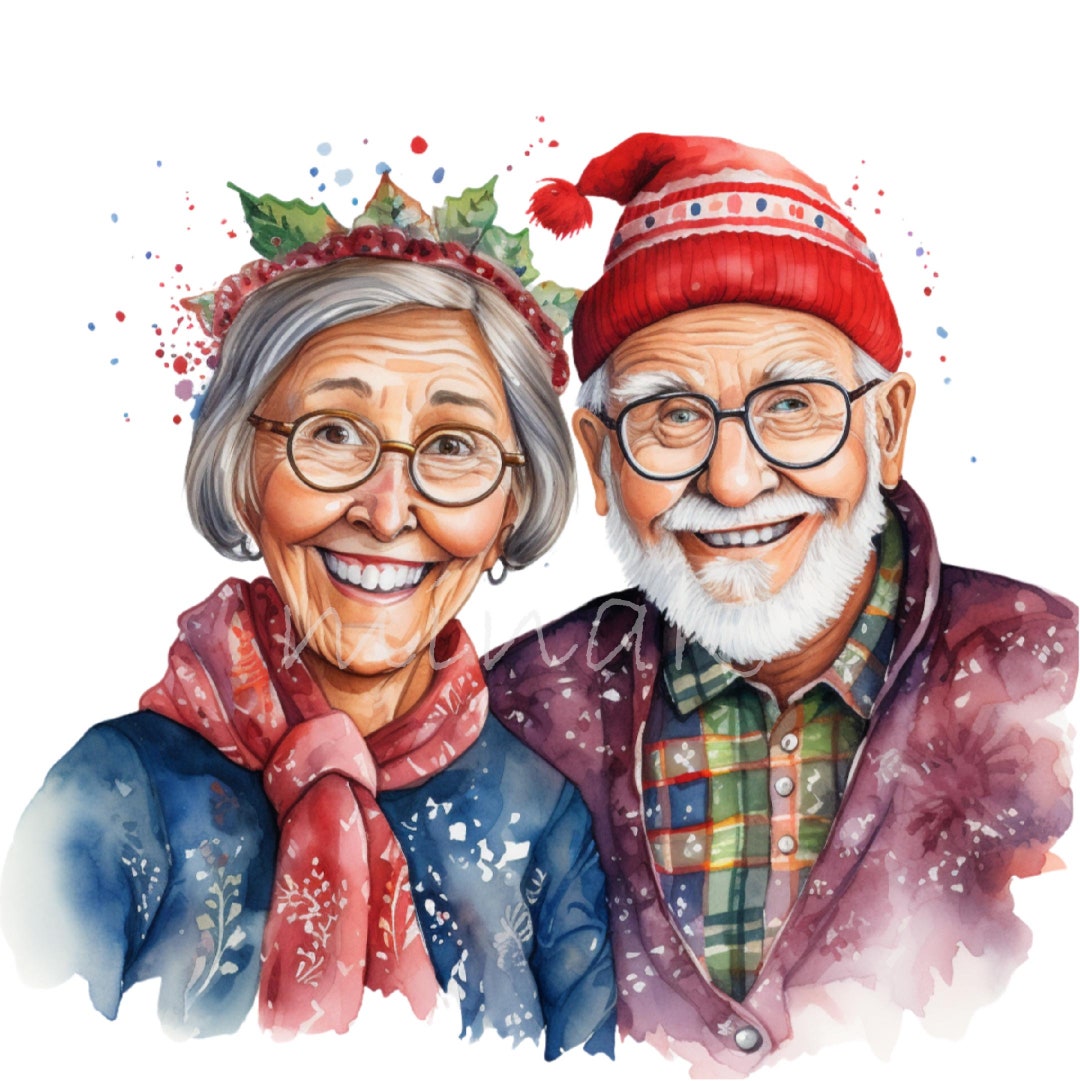Grandparents Clipart PNG, 20 Old Elderly Couple Grandma and Grandpa ...