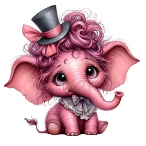 Funny Elephant Crazy Fluffy Hair Top Hat 15 PNG Kids Cartoon ...