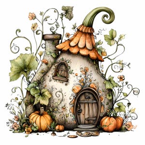 15 PNG Pumpkin House Clipart – Fall Fairy Home PNG – Cute Autumn ...