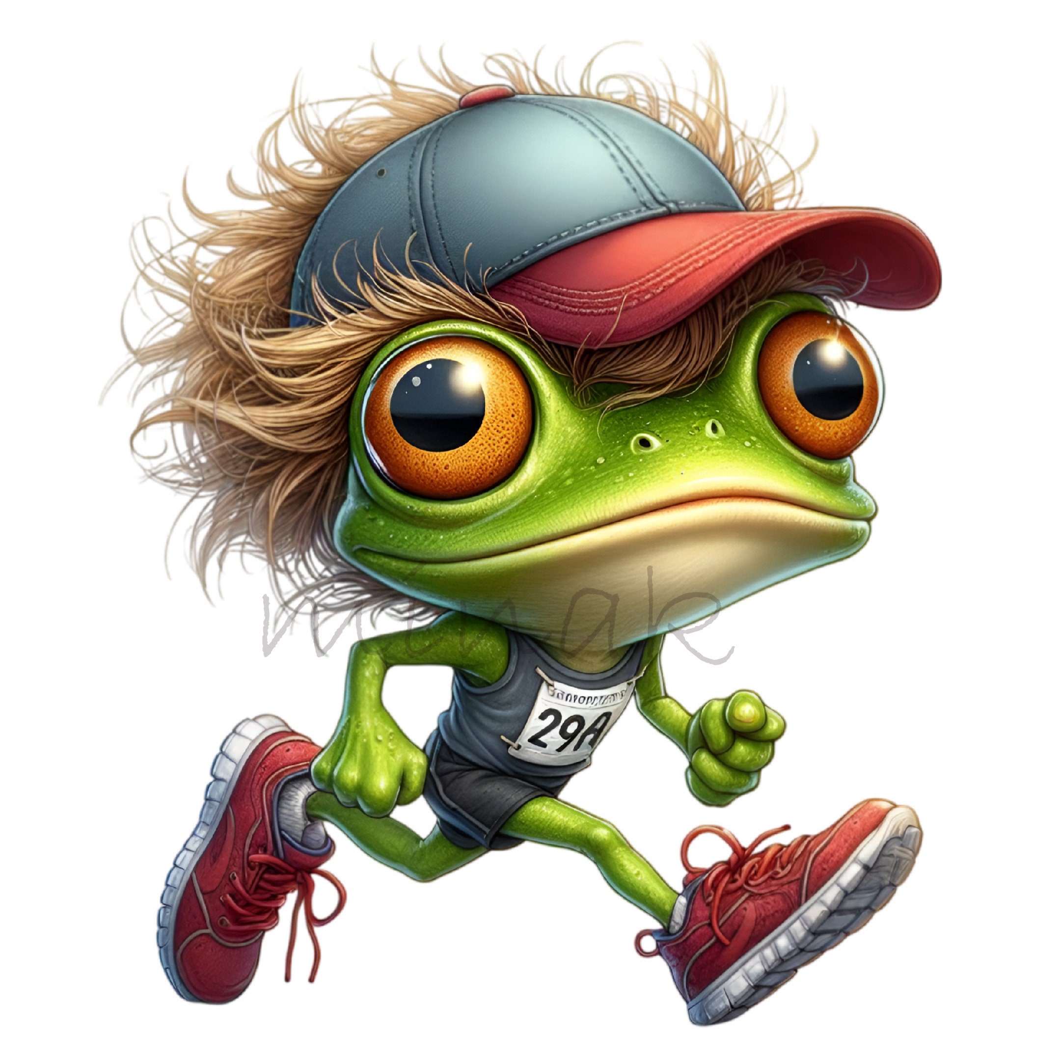 12 PNG Funny Running Frog With Cap Clipart, Cute Sporty Frog Athlete ...
