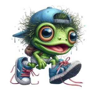 Funny Frog Marathon Runner With Sport Shoe, 12 PNG Graphics Cartoon ...
