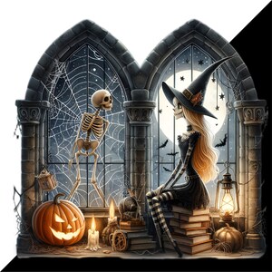 12 Halloween Skeleton Clipart PNG, Witch Skeleton With Lantern and ...
