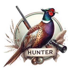 Hunting Pheasant Clipart, Hunter Clip Art, 10 PNG American Hunter, Junk ...