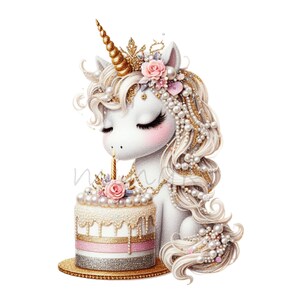 Unicorn Clipart, Birthday Cake Clipart, 20 PNG, Watercolor Pastel ...