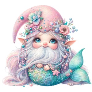Mermaid Clipart, Gnome PNG, 15 Watercolor Fairytale Clip Art, Nursery ...