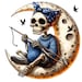 Knitting Skeleton on Crescent Moon Clipart PNG 14 Spooky Crafting in ...