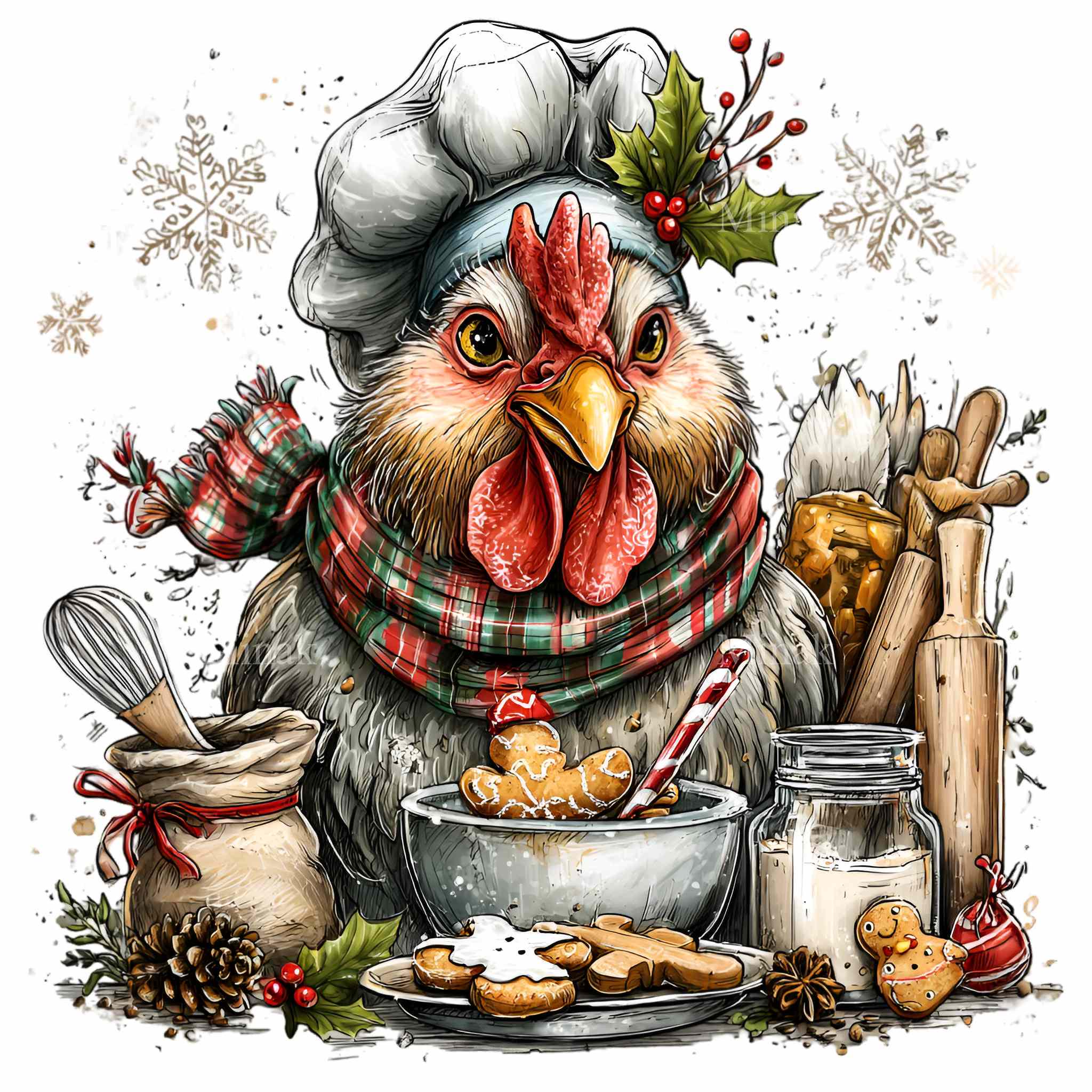 12 PNG Christmas Baking Chicken – Holiday Chicken PNG – Funny Farm Chef ...