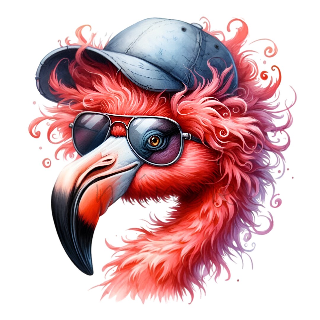 Cool Flamingo Clipart - 14 Sunglasses & Cap PNG, Trendy Animal ...