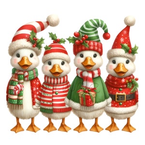 12 PNG Christmas Duck Clipart - Cute Festive Ducks PNG Illustration ...