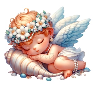 Sleep Clipart, Angel Clip Art, 12 PNG Fairy Pastel Color Sleeping Clip ...