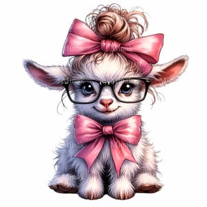 Cute Goat With Pink Bow and Glasses PNG Clipart | 15 Adorable Goat ...
