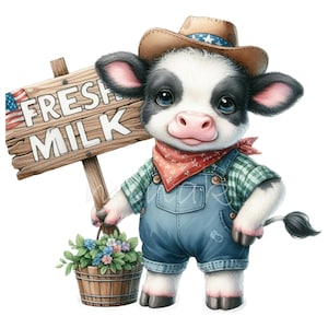 Farm Fresh Milk Clipart, Cow Clip Art, 16 PNG American Farmers Market ...
